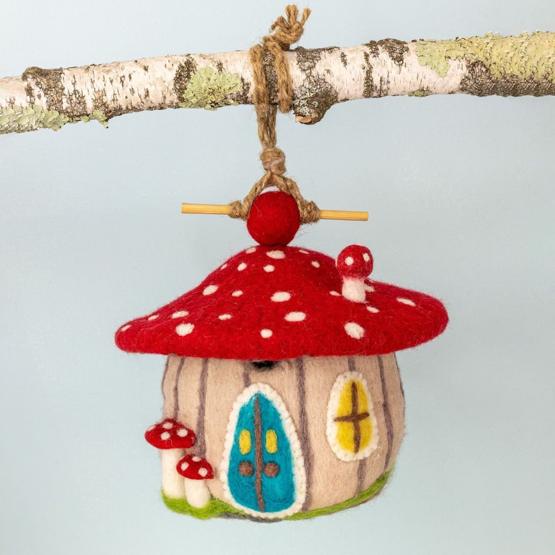 Felt Bird House/ Mushroom Birdhouse/eco Birdhouse/ Fairy House ...