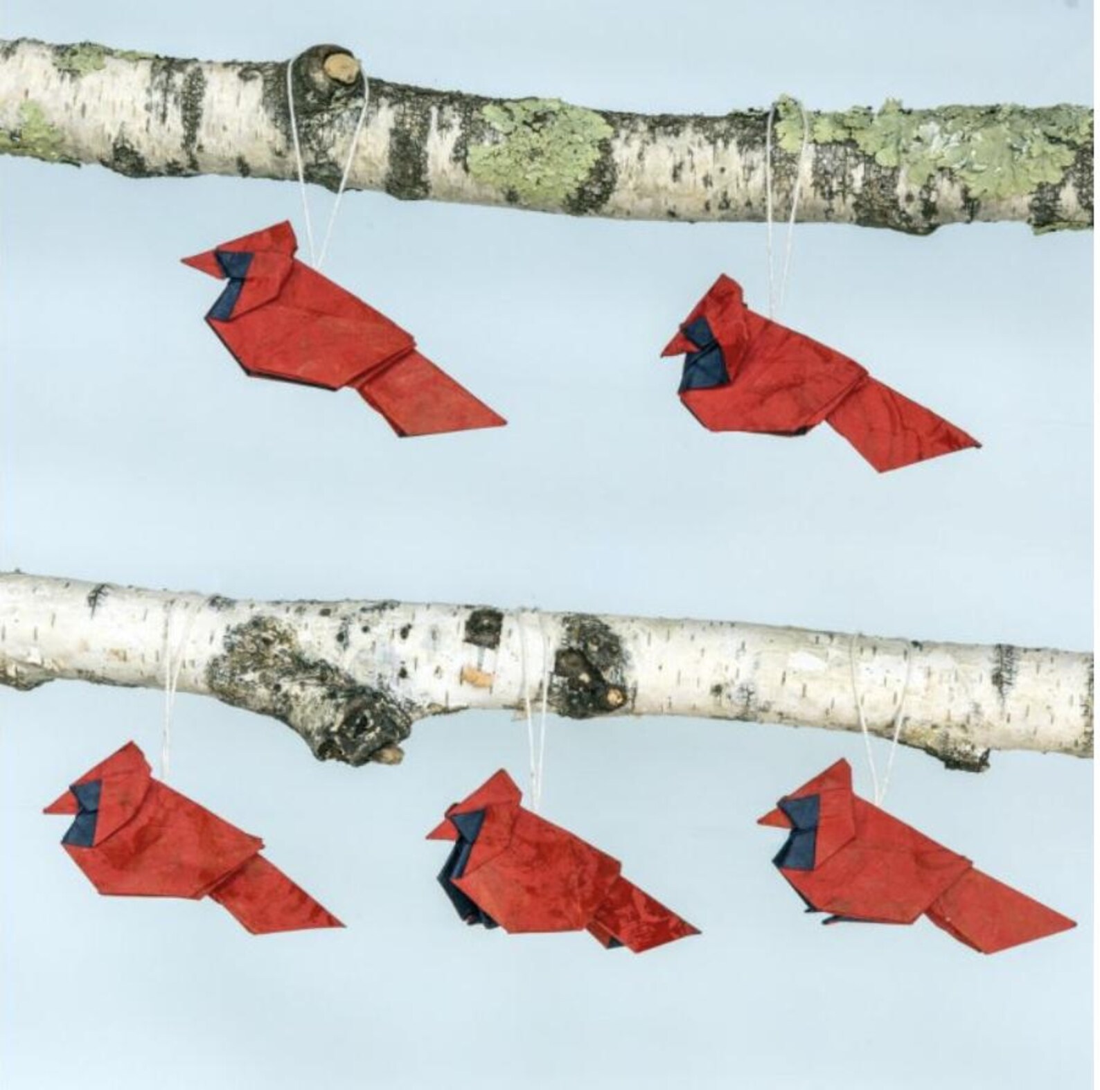 Origami Cardinal Ornament Set /sustainable Handmade Paper Cardinal ...
