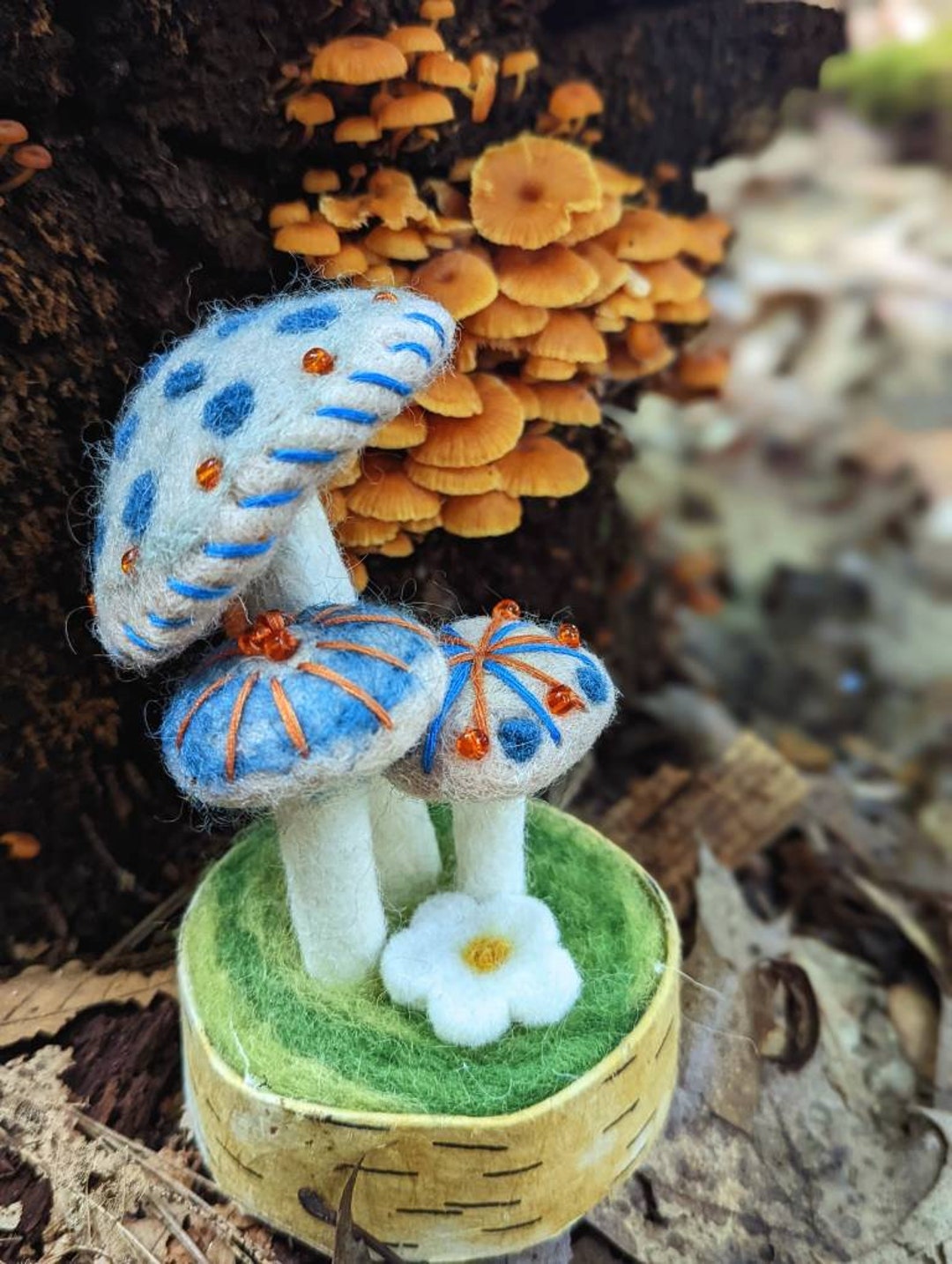 Felt Mushroom/ Felt Toadstool / Fairy Mushroom/ Blue Mushroom/ Mushroom ...