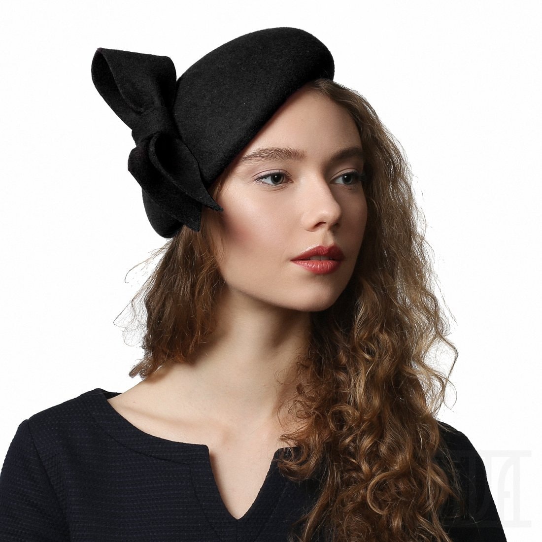 Small Felt Beret Hat With Bow - Etsy