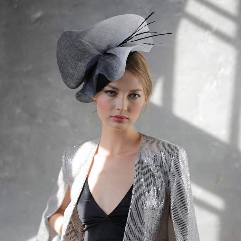 Black & White Sinamay Fascinator Kentucky Derby, Tea Party, Wedding ...