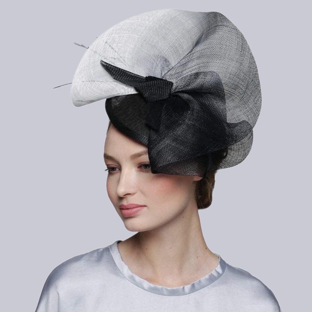 Black & White Sinamay Fascinator Kentucky Derby, Tea Party, Wedding ...