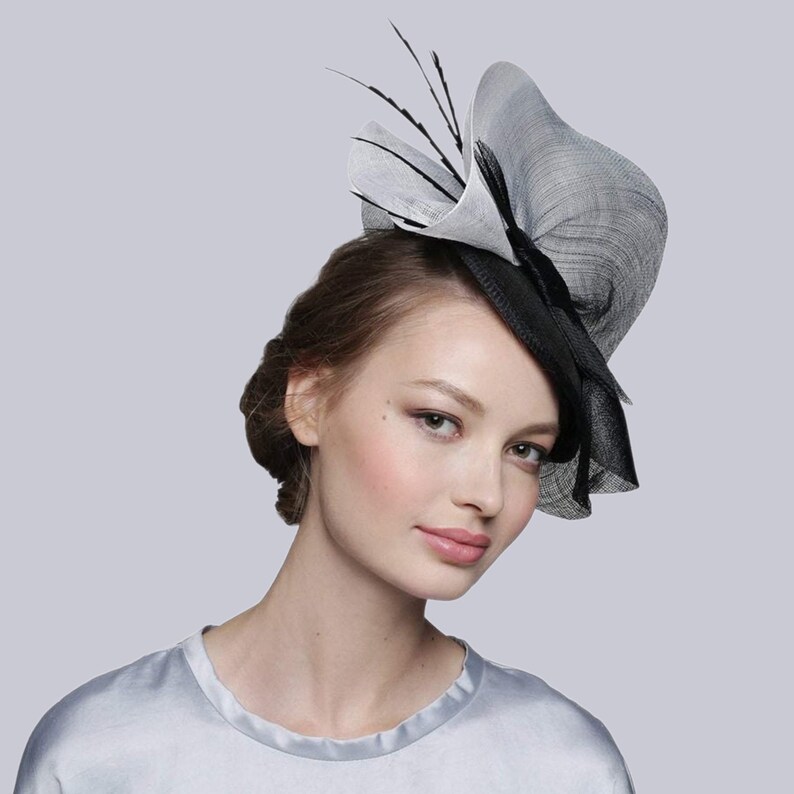 Black & White Sinamay Fascinator Kentucky Derby, Tea Party, Wedding ...