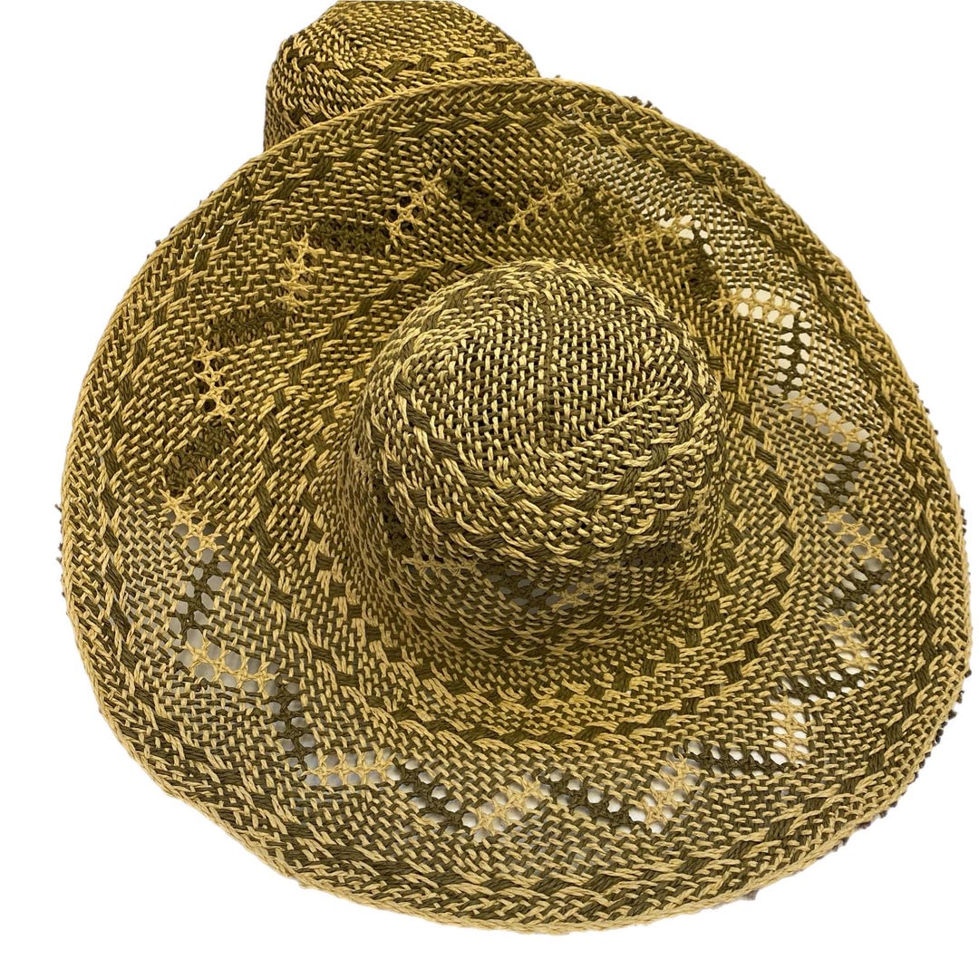 Vintage Woven Straw Hat With Pattern Natural and Stylish - Etsy