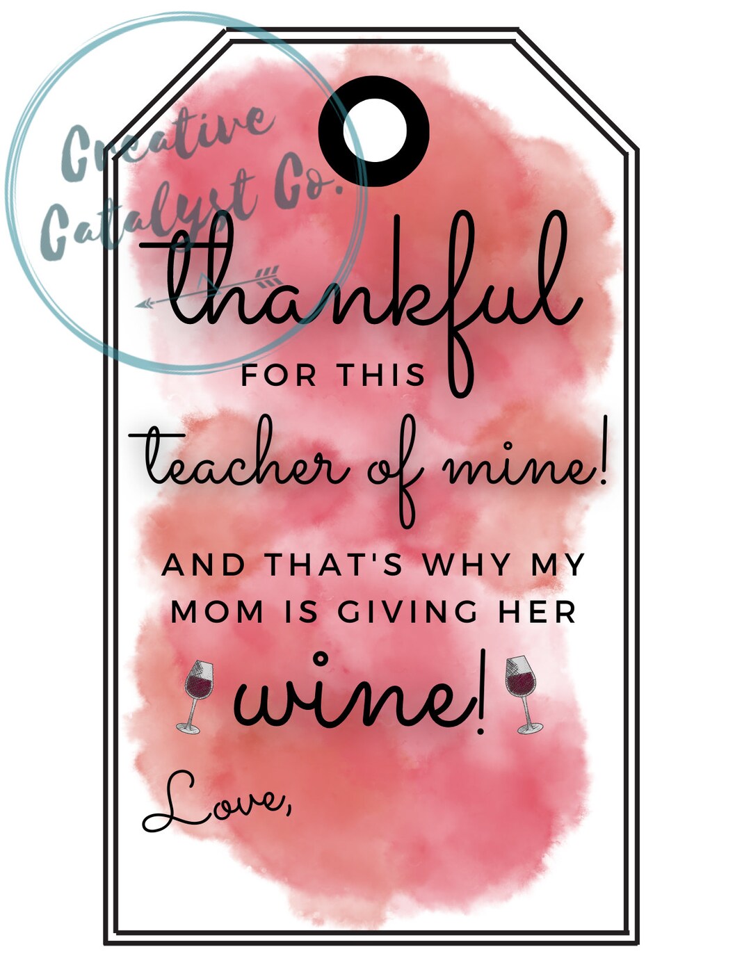 Teacher Wine Gift Tag & Ideas - Etsy