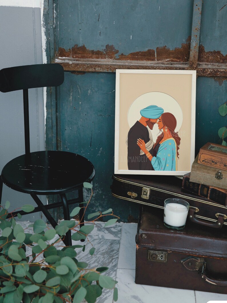 Punjabi Couple Art Print, Illustration, Wedding Art - Etsy Canada