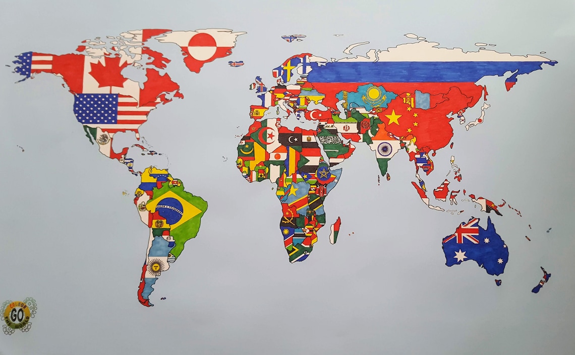Colouring Map of the Worlds Flags. Free MAINLAND ONLY United Kingdom ...