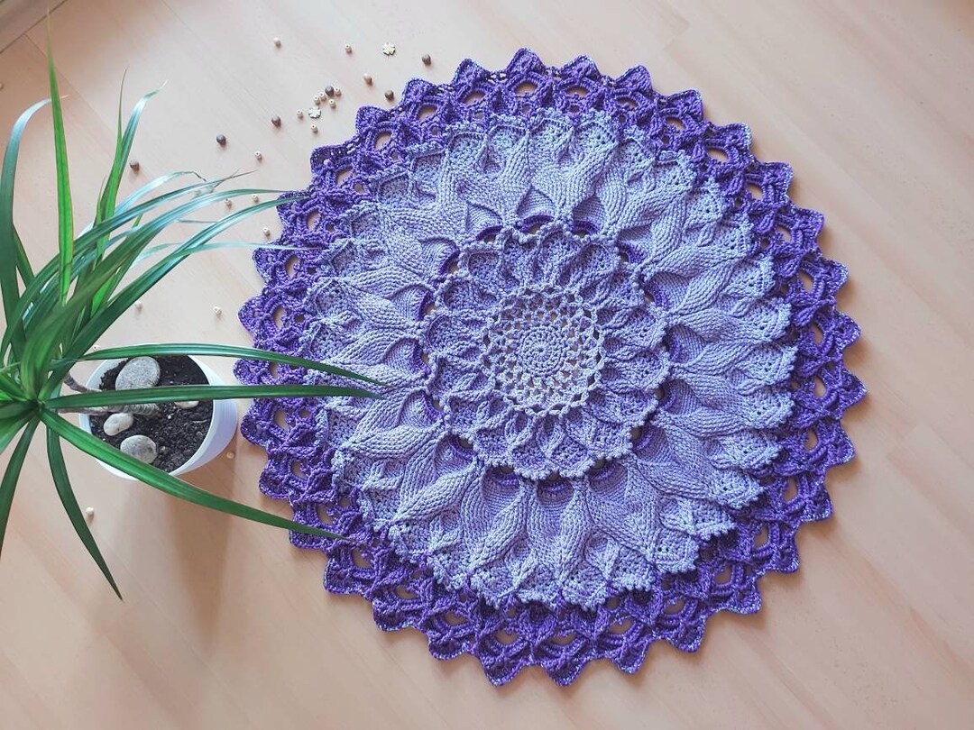 3D Mandala Big Round Rug Crochet,purple Lilac,draiguna Arcanoweave ...
