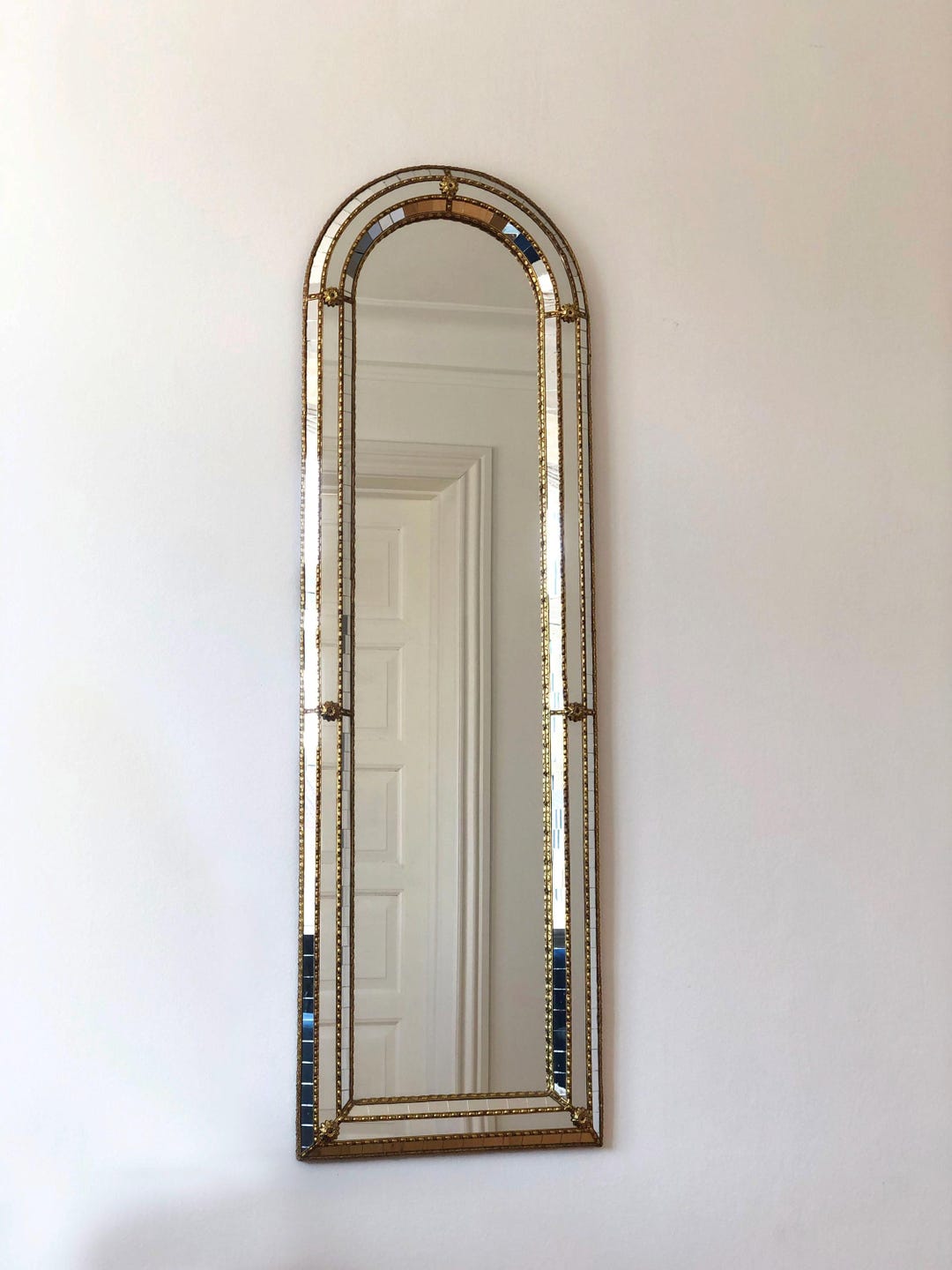 Large Vintage Venetian Full Length Brass Mirror – Gold Hollywood ...
