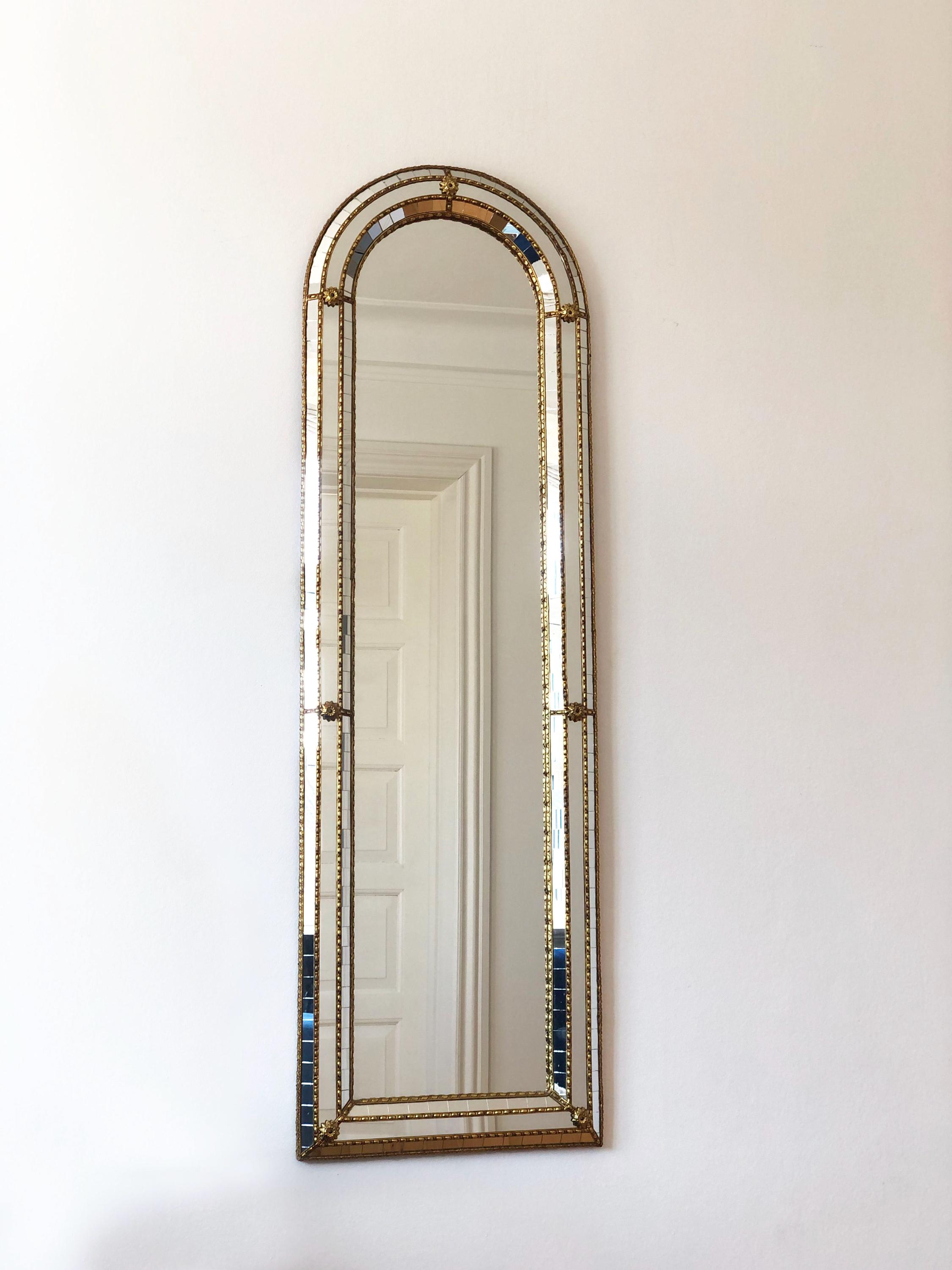 Large Vintage Venetian Full Length Hollywood Regency Mirror in Gold ...