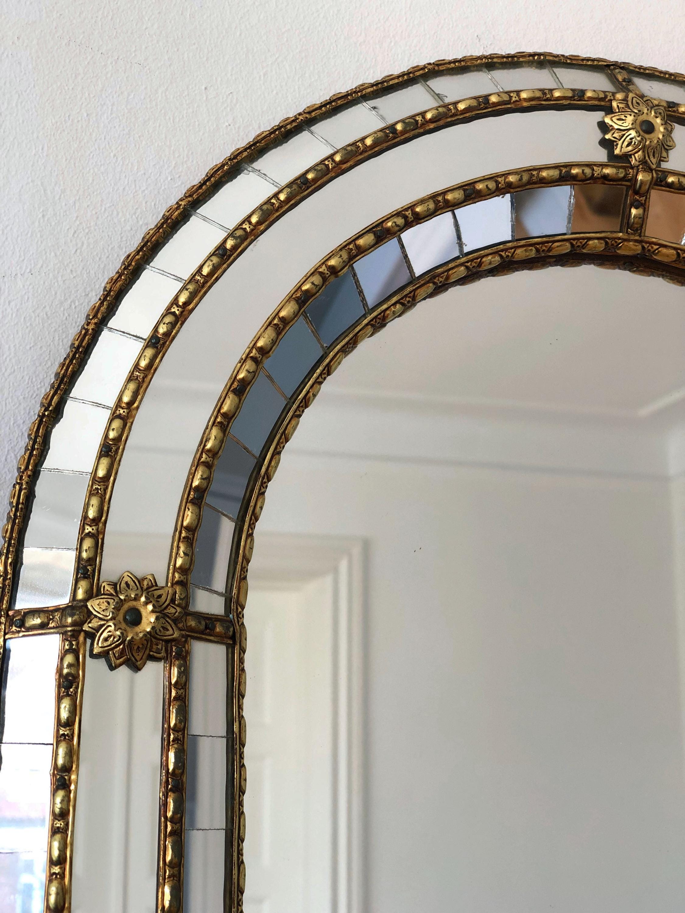Large Vintage Venetian Full Length Brass Mirror – Gold Hollywood ...