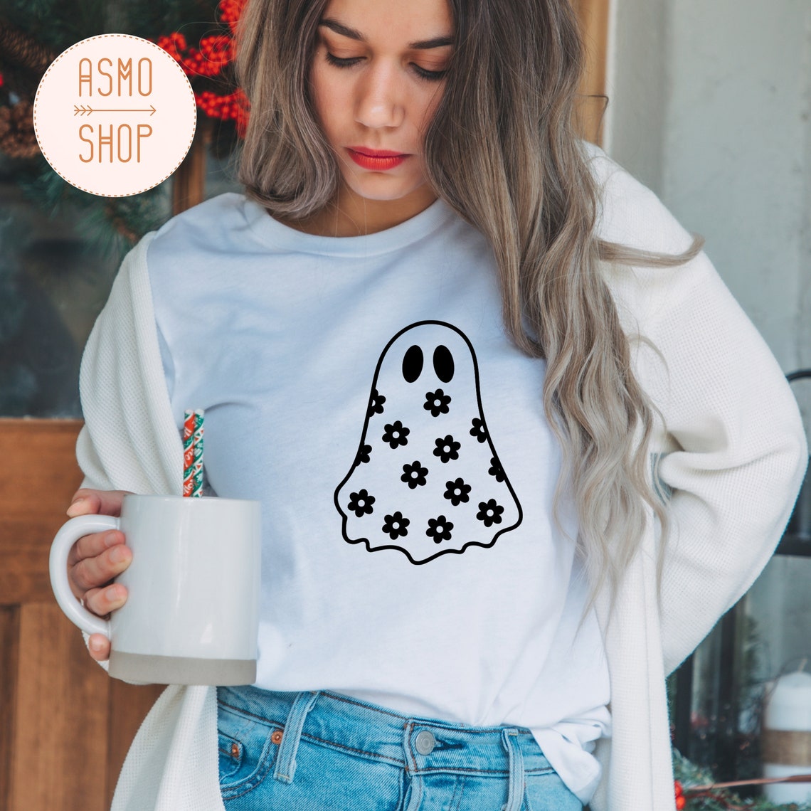 Whimsical Daisy Ghost SVG Floral Spectral Digital Design Cute - Etsy