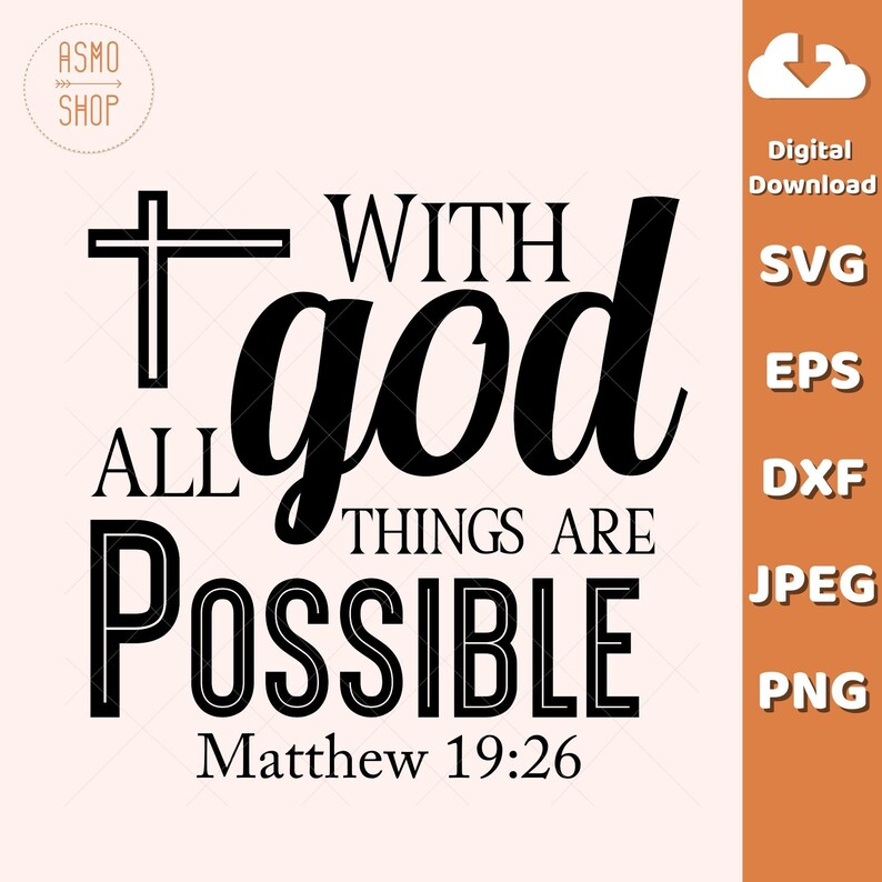 Christian PNG, With God All Things Are Possible, Instant Download ...