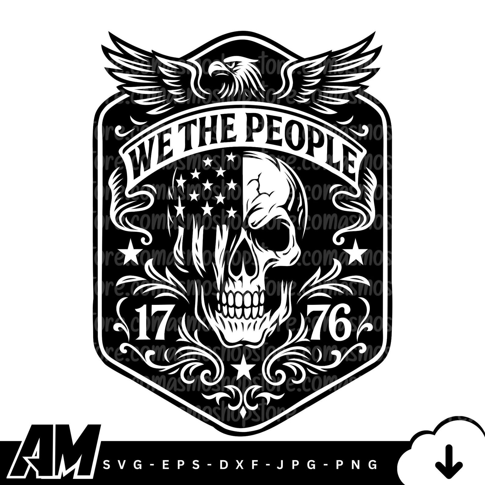 We the People SVG | 1776 American Flag Skull Eagle Shield | Patriotic ...