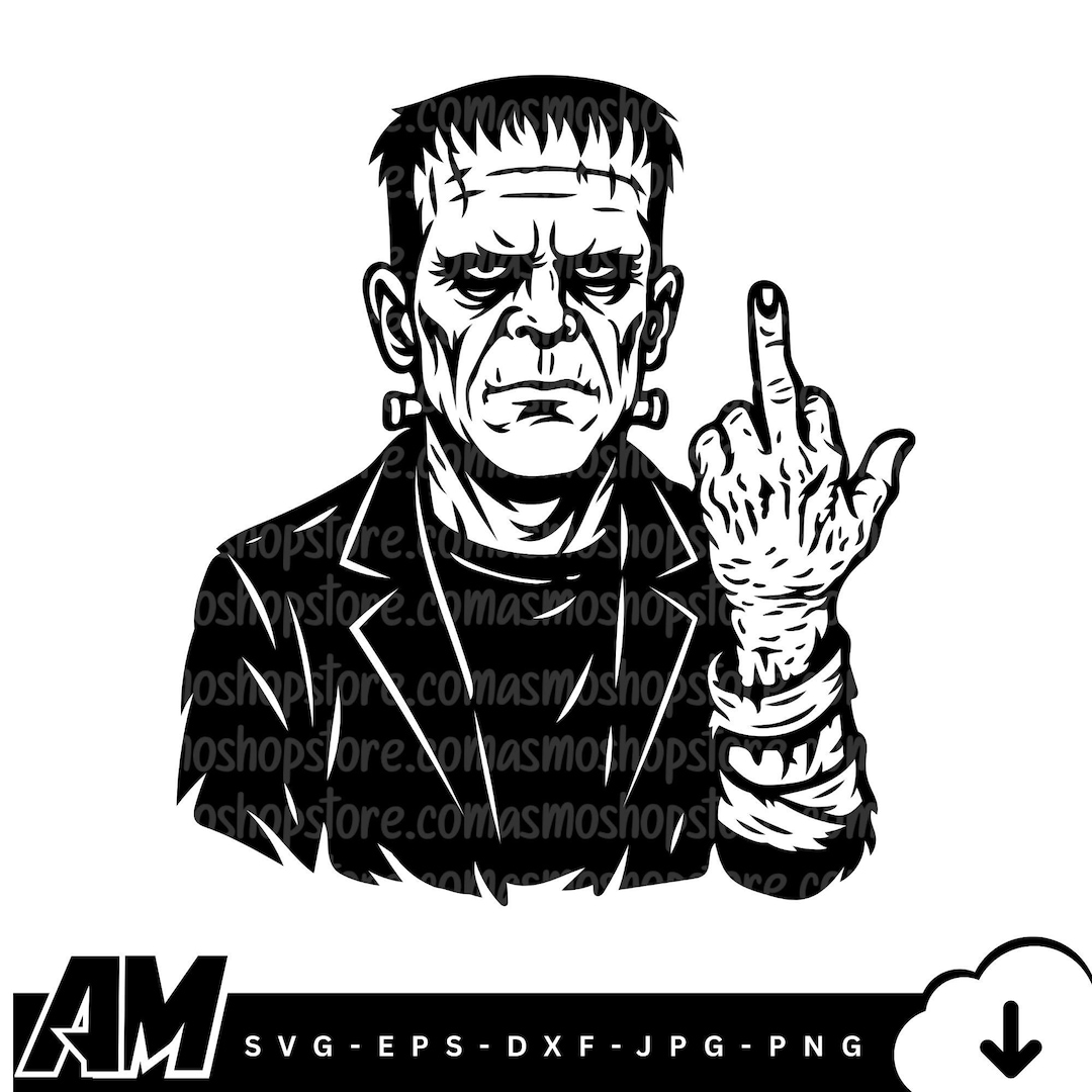 Frankenstein Middle Finger SVG, Halloween Monster Clipart, Scary Horror ...