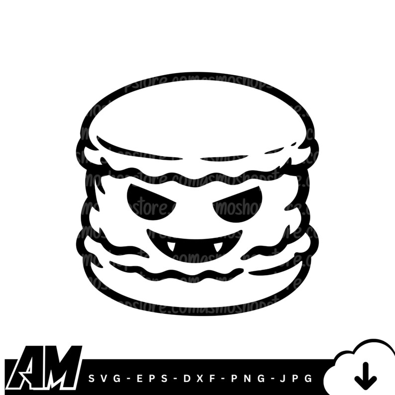 Vampire Macaron SVG Creepy Halloween Dessert Clipart Gothic Fanged ...