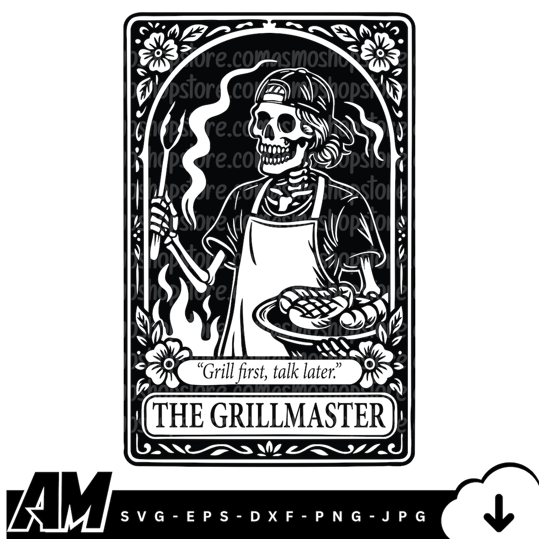 Grillmaster Skeleton SVG | Funny BBQ Skull PNG Cut File - Etsy