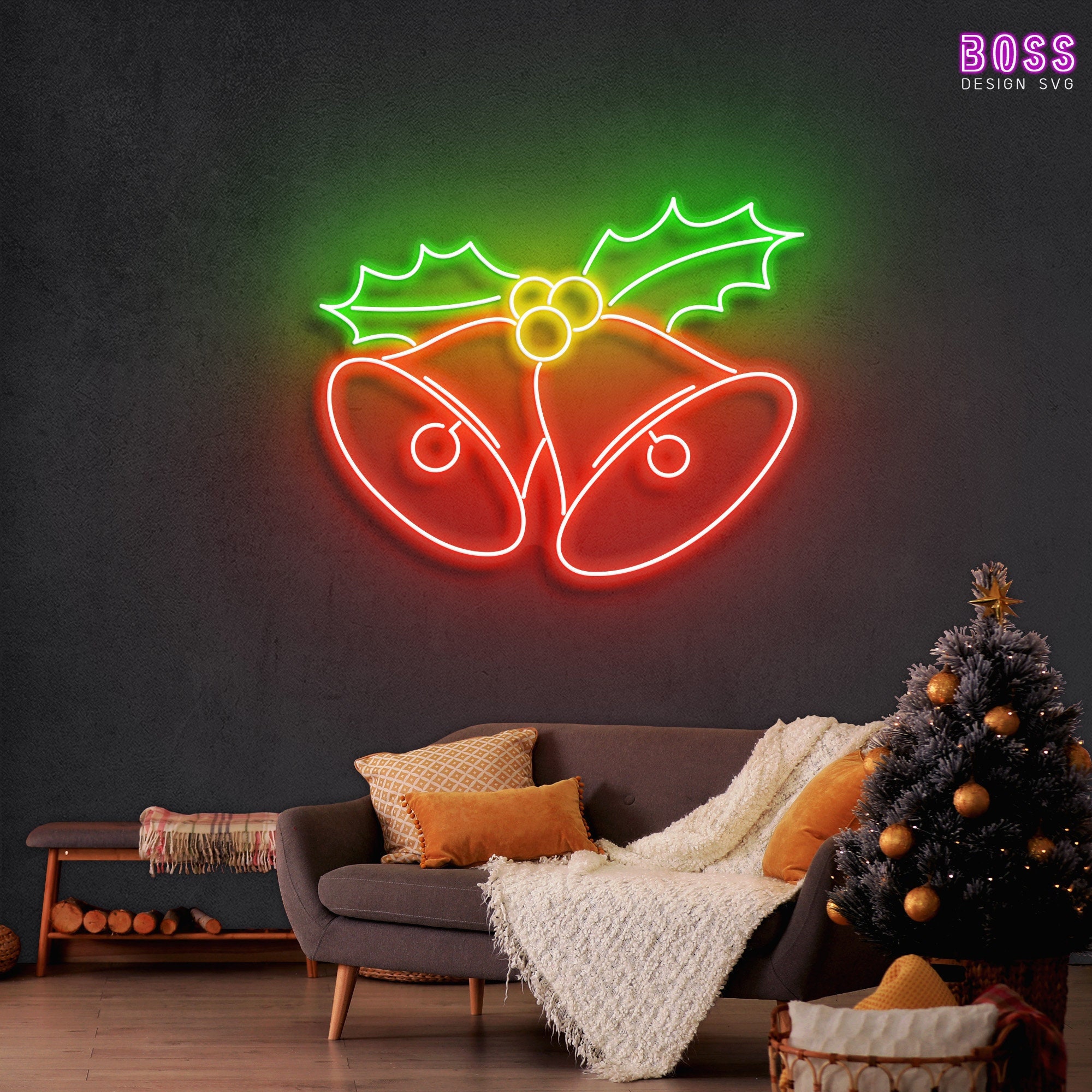 Neon Christmas Candles Clipart