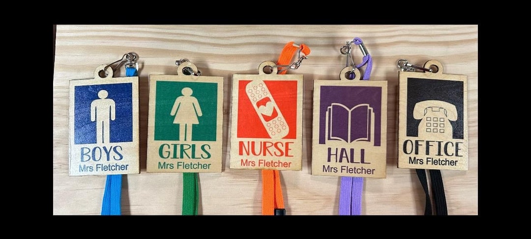 Personalized Teacher Hall Pass Set With Lanyards - Etsy