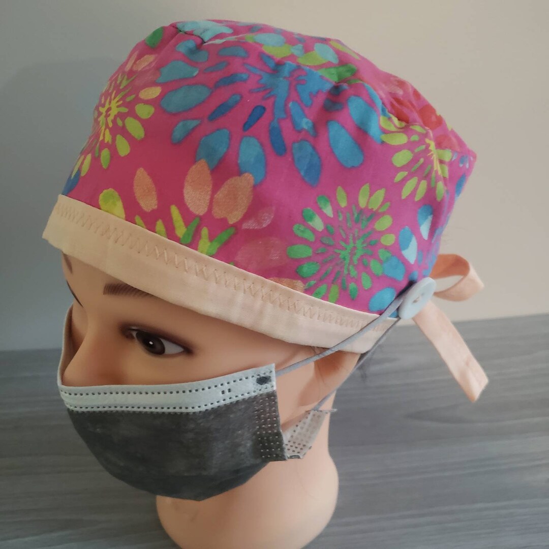 Surgical Scrub Cap With Buttons-scrub Cap for Women-made in USA ...