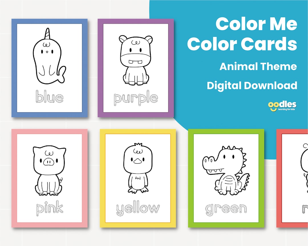 Color Me Animal Theme Color Cards Color Flashcards for - Etsy