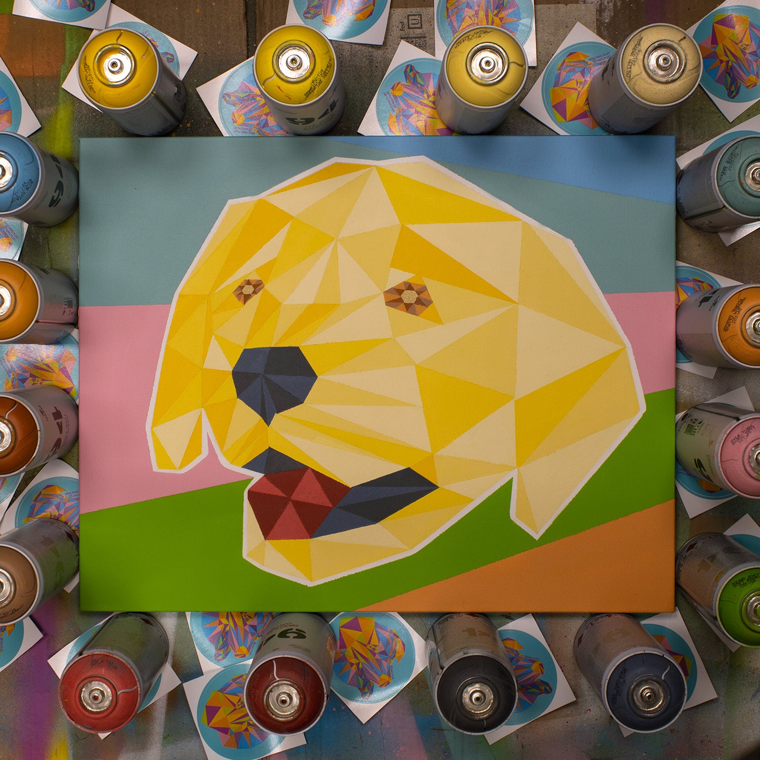 Labrador Puppy Geometric Pet Portrait Canvas Painting 16x20" - Etsy