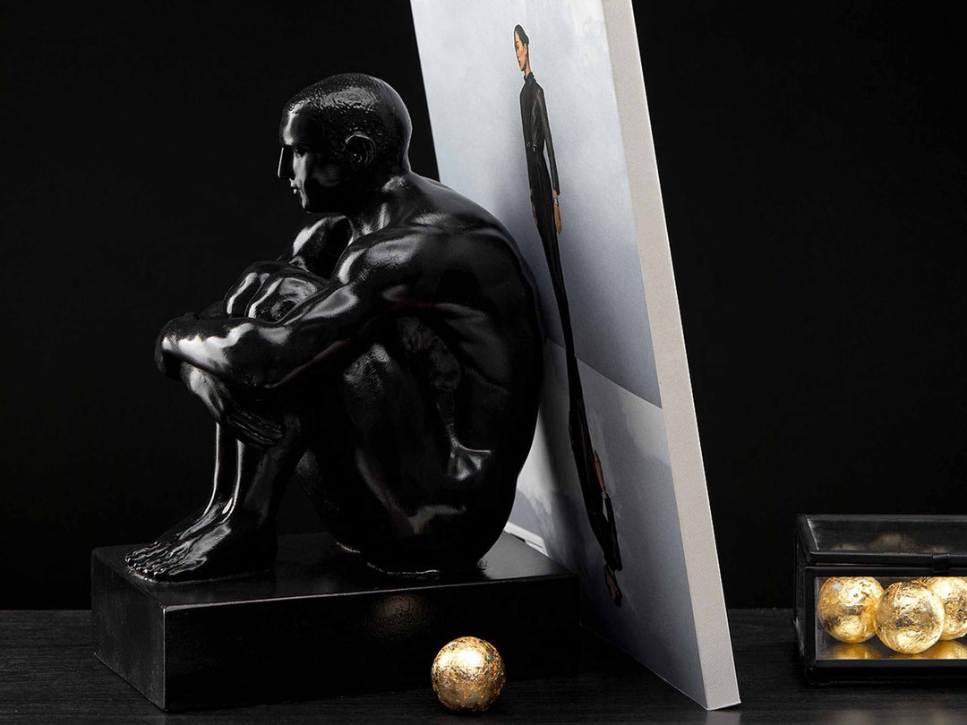 Bookholder Thinker Statue Man Sculpture Minimalist Decor Realistic ...