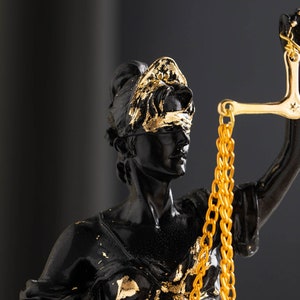 Art Statue Lady Justice Sculpture Black Gold Themis Greek Goddess 34cm ...