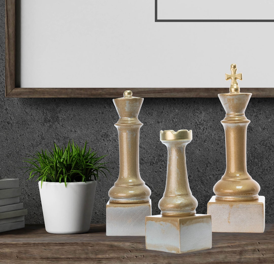 Large Chess Team Statues 3 Pieces Sculpture Minimalist Home Decor ...