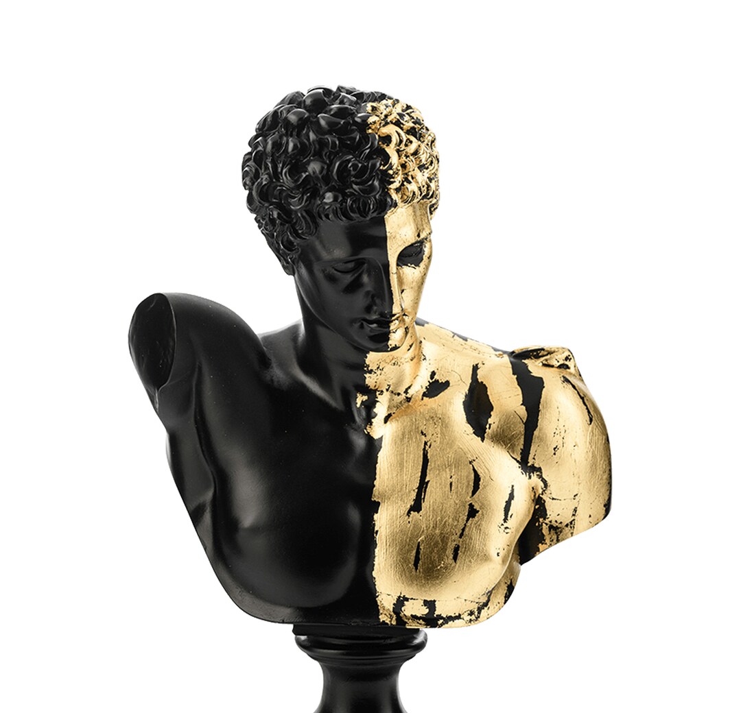 Greek God Bust Statue Black Sculpture Home Decor 24 Cm Height - Etsy