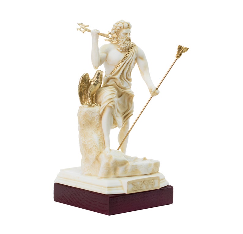 Zeus Sculpture Ancient Greek God Figurine Handmade Marble Cast 8 Inch ...