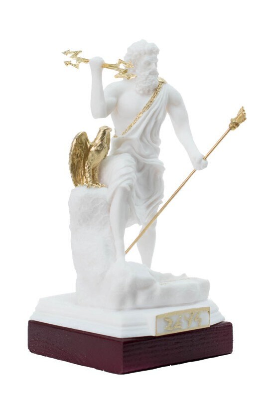 Zeus Sculpture Ancient Greek God Figurine Handmade Marble Cast 8 Inch ...