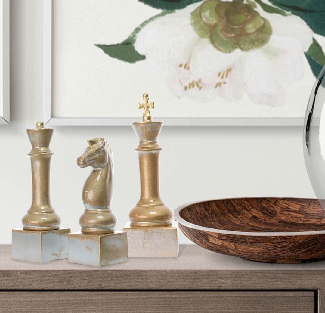 Large Chess Team Statues 3 Pieces Sculpture Minimalist Home Decor ...