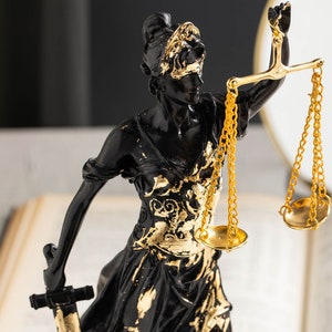 Art Statue Lady Justice Sculpture Black Gold Themis Greek Goddess 34cm ...