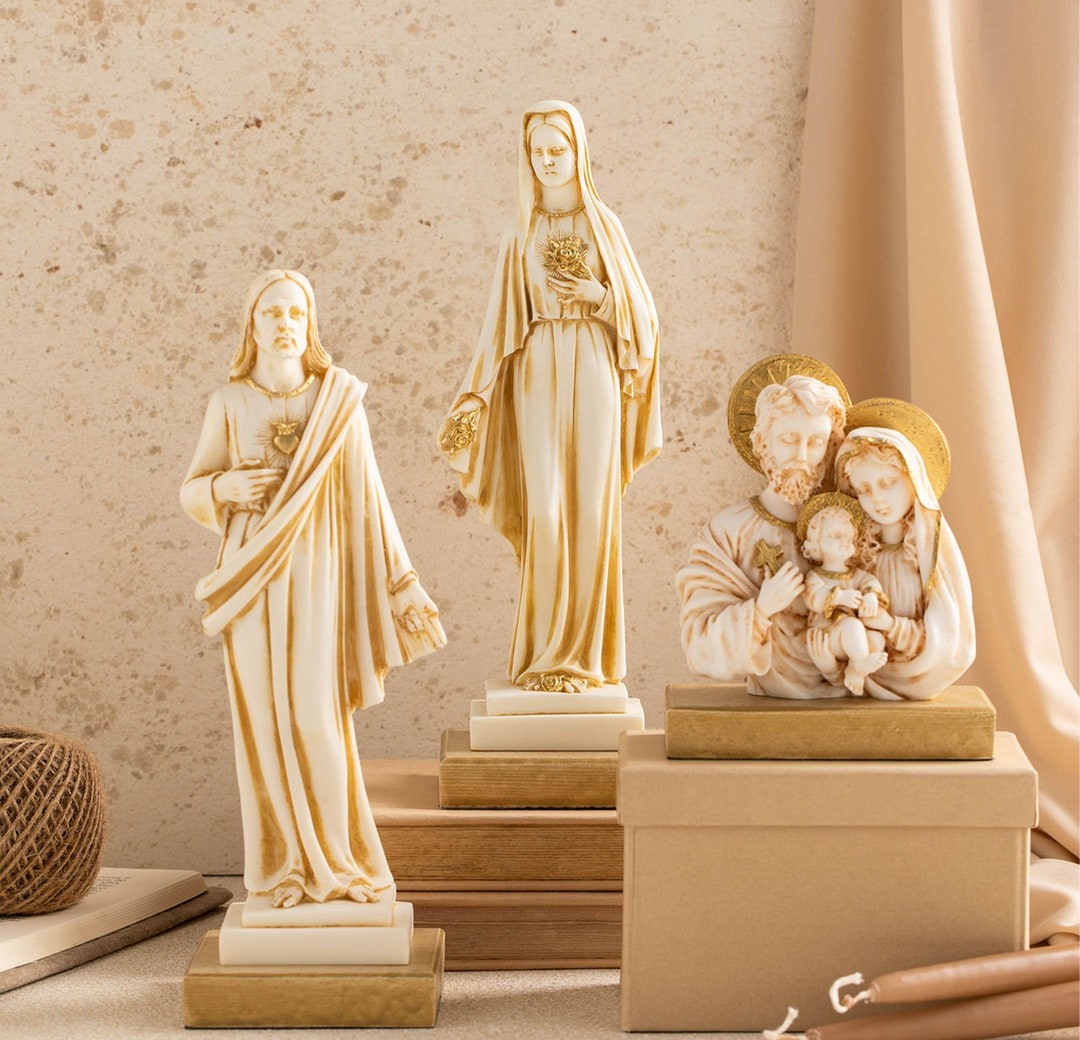 Catholic Art Set Statues Lord Jesus Virgin Mary and Holy Family Art ...