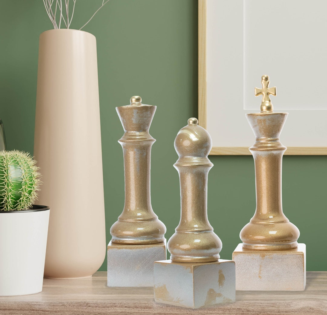 Large Chess Team Statues 3 Pieces Sculpture Minimalist Home Decor ...