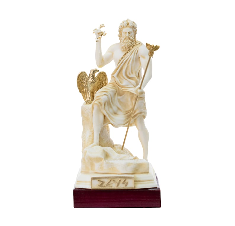 Zeus Sculpture Ancient Greek God Figurine Handmade Marble Cast 8 Inch ...