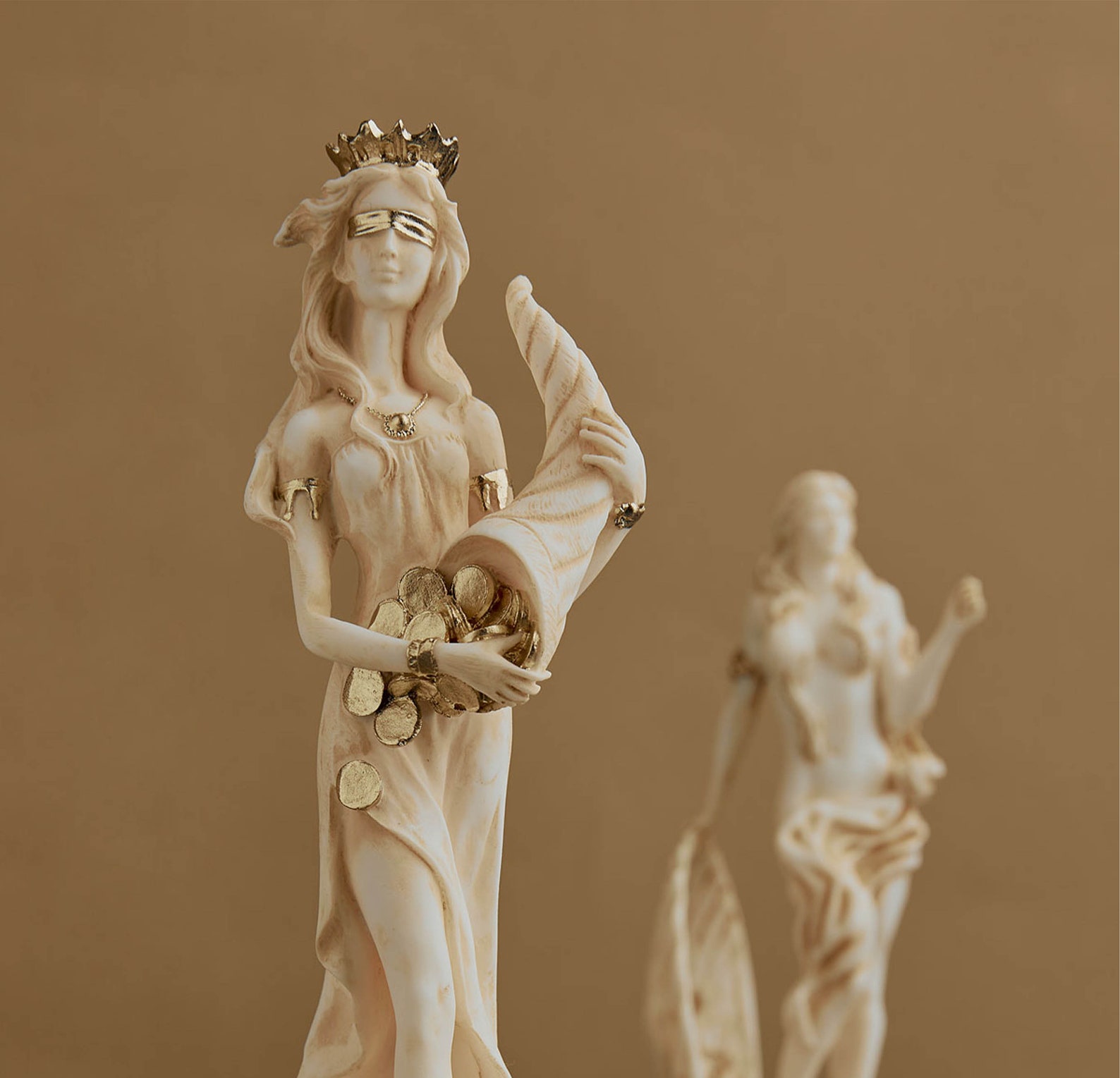 Fortuna Statue Greek Roman Goddess Tyche Handmade Alabaster Patina 21 ...