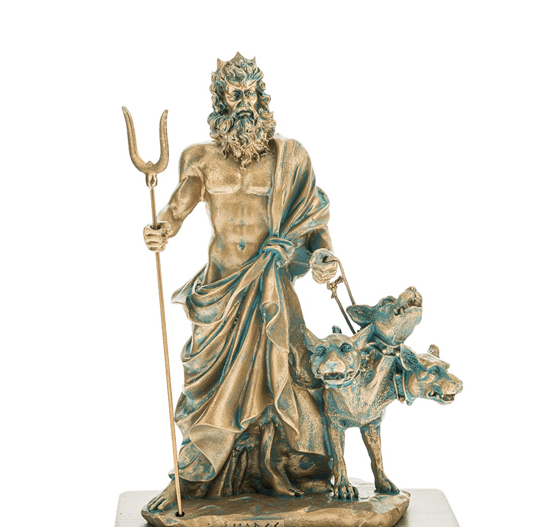 Escultura de Hades e Cérbero Deus grego antigo do submundo com 13 cm de ...