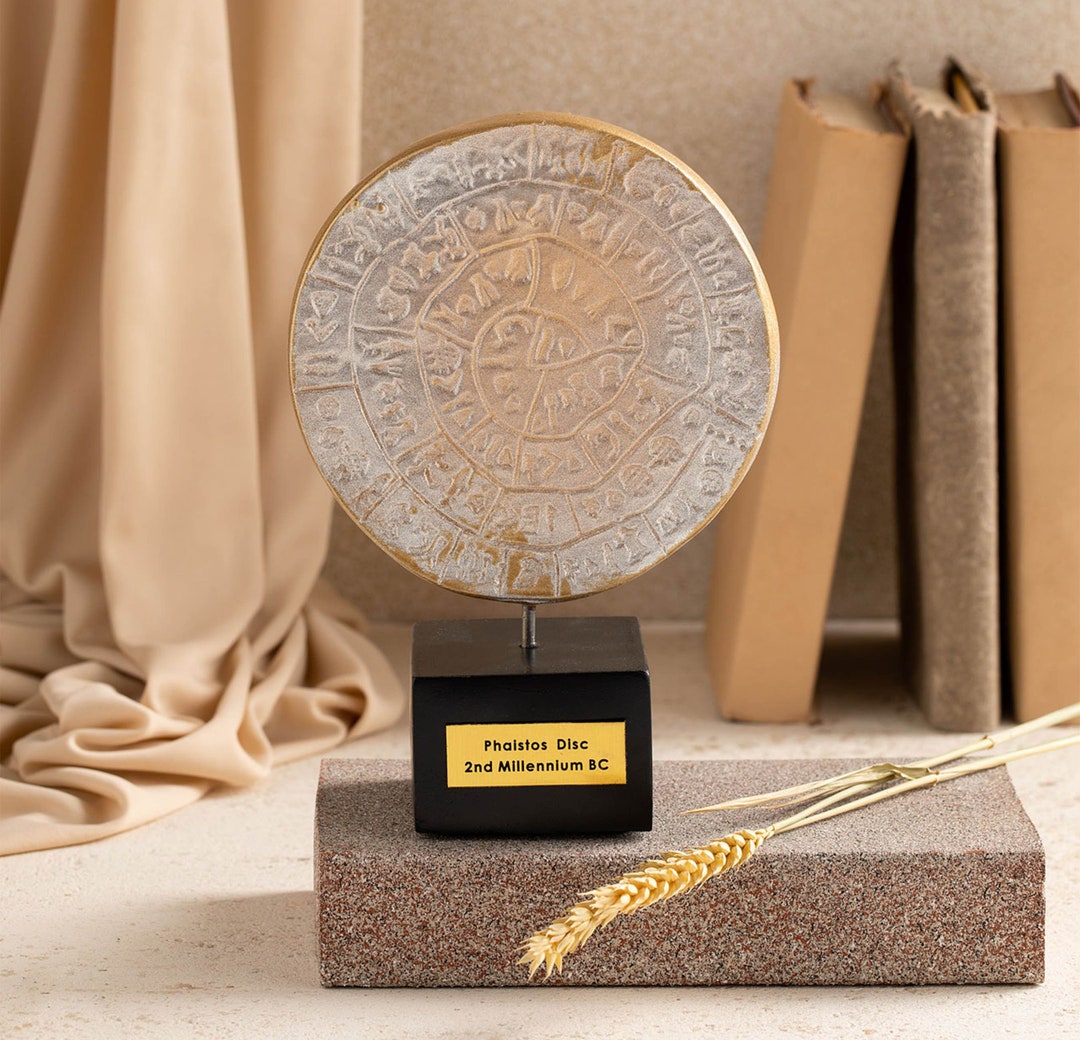 Phaistos Disc Museum Replica Sculpture Greek Ancient 1700 BC Art Home ...
