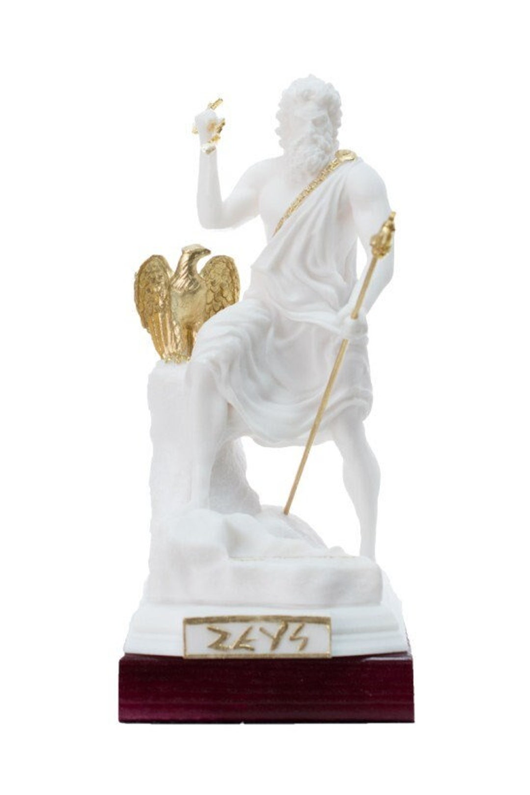 Zeus Sculpture Ancient Greek God Figurine Handmade Marble Cast 8 Inch ...