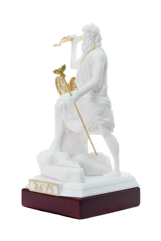 Zeus Sculpture Ancient Greek God Figurine Handmade Marble Cast 8 Inch ...
