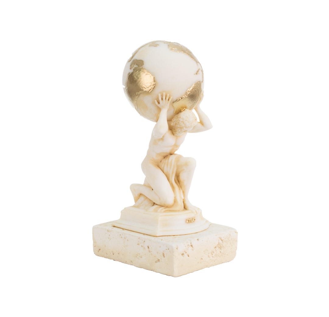 Atlas Statue Greek Mythology Ancient Patina Color Titan Sculpture 5.98 ...