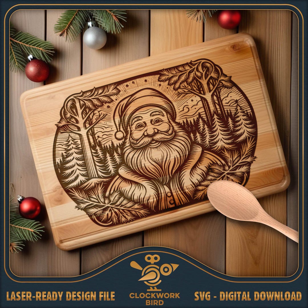 Vintage Santa Claus Cutting Board SVG Laser File - Etsy