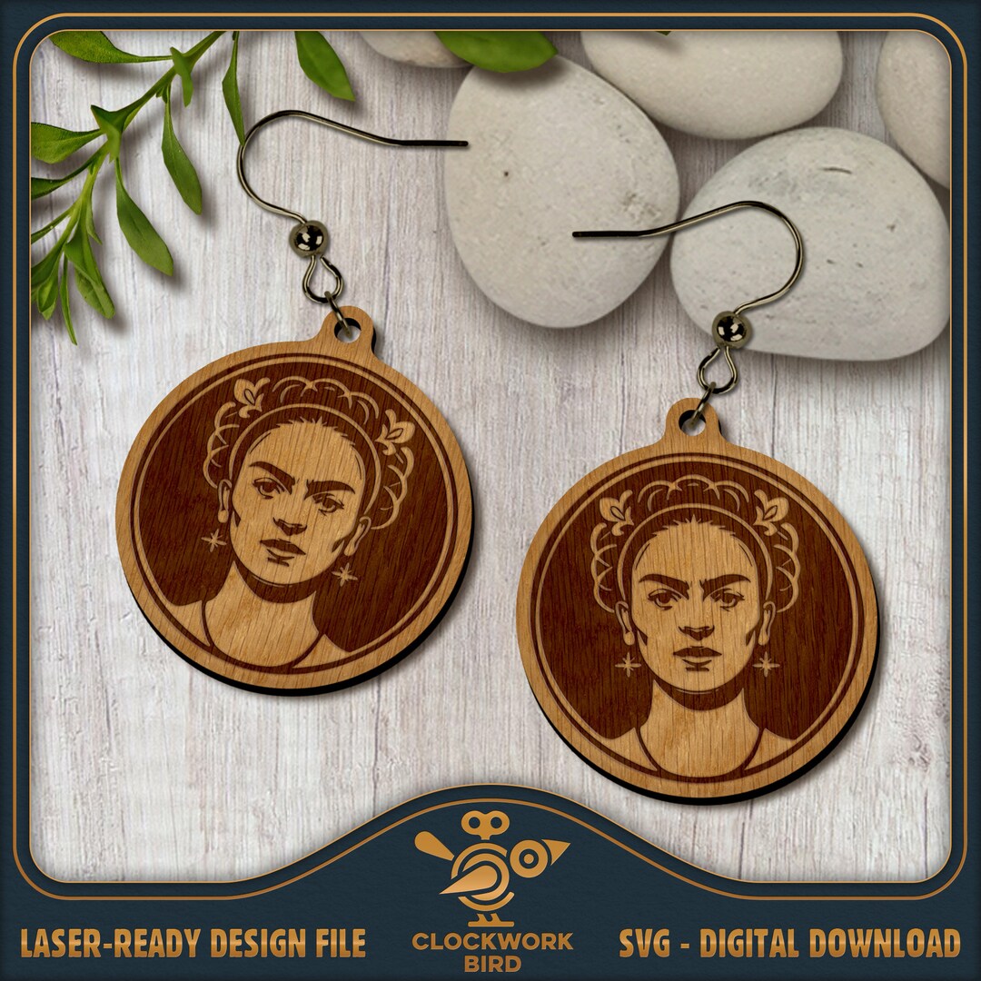 Frida Kahlo Earrings SVG - Round / Circle Dangle Earrings - Unique ...