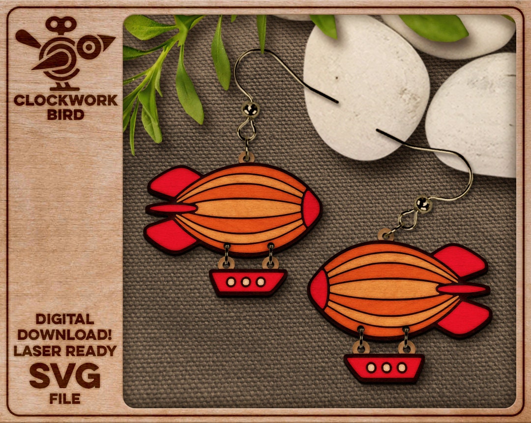 Vintage Zeppelin Earrings - Unique Laser Cut File - Etsy