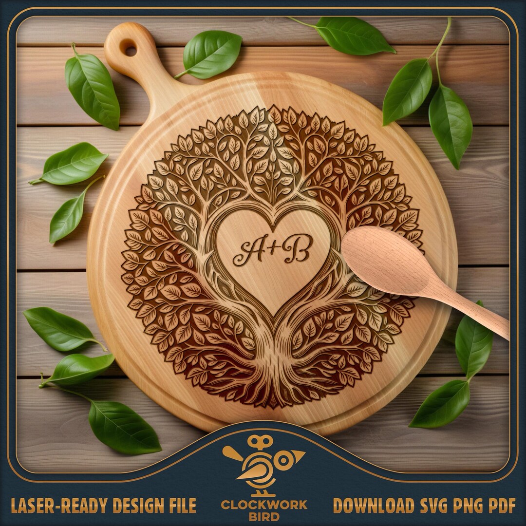 Tree of Love Cutting Board SVG: Vintage Charcuterie Laser File - Etsy