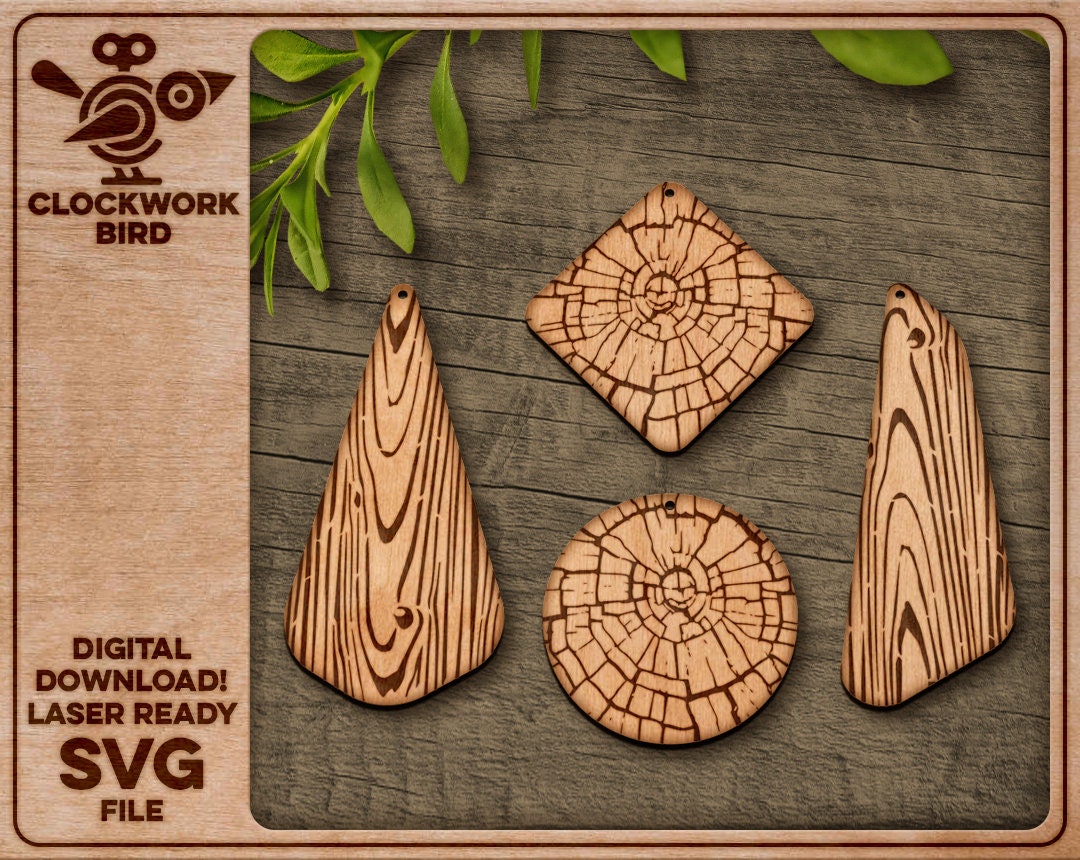 Wood Grain Earrings - SVG Laser File - Etsy