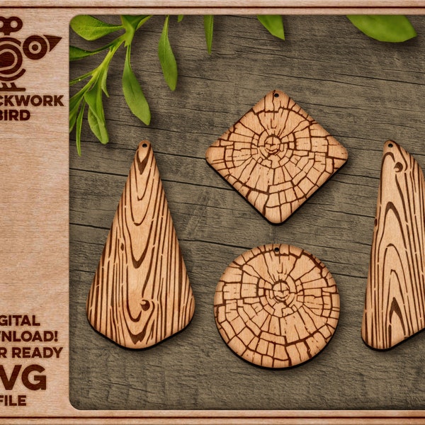 Laser Cut Earrings Wood Grain - Etsy