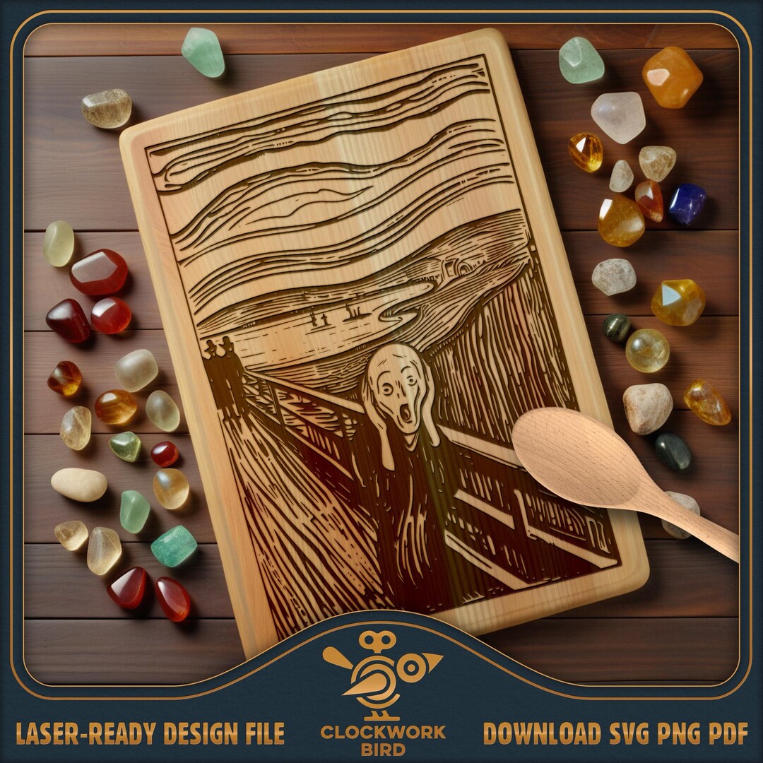 The Scream - Edvard Munch Style Cutting Board SVG / Charcuterie Board ...